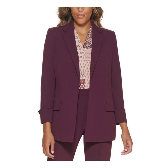 Calvin Klein | Jackets & Coats | Calvin Klein Womens Burgundy Rolled ...